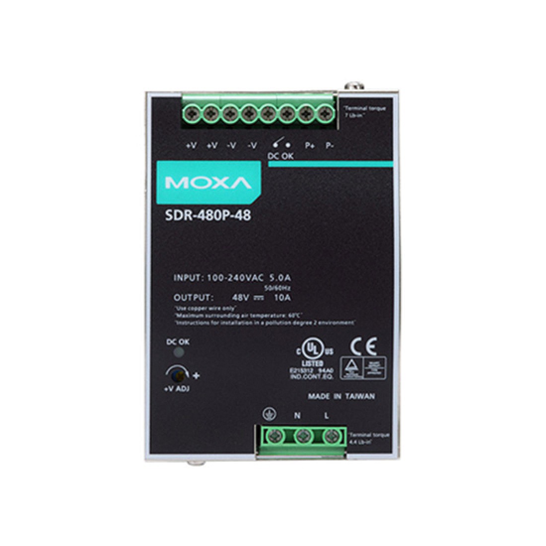MOXA SDR-480P-48 DIN-rail Power Supply | ManuAuto